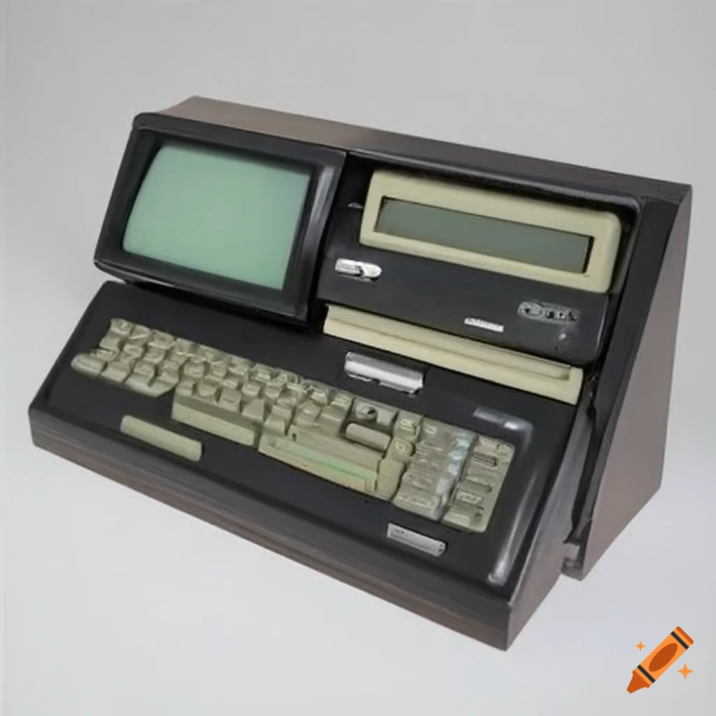 Vintage 80s wall-mounted computer terminal with tape player on Craiyon