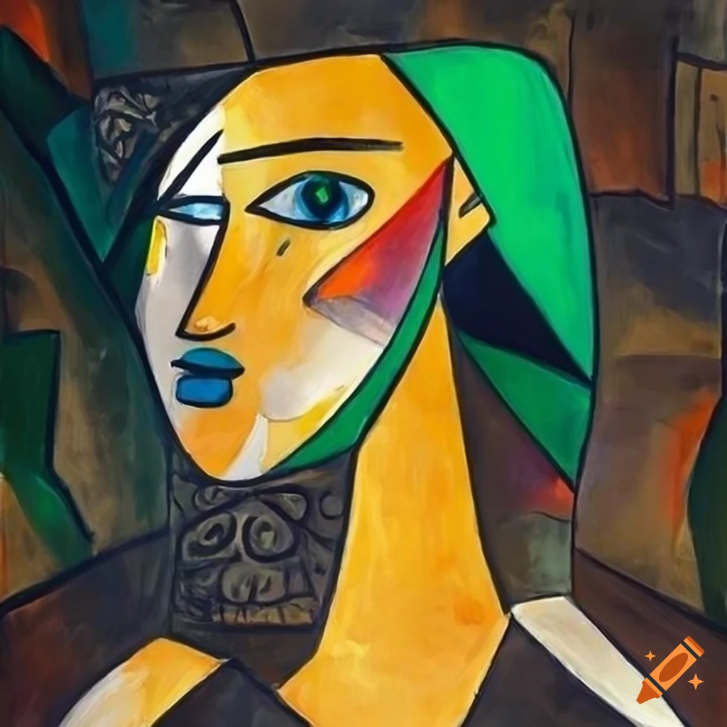 Cubist, expressionist, surrealist princess in black and white with ...