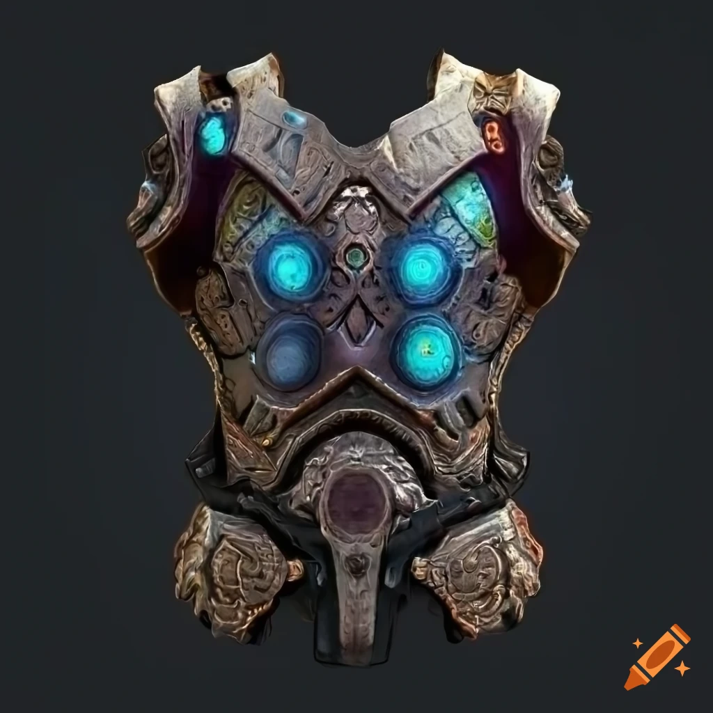 Sleek 3D rendered cosmic chest armor inspired by Lovecraftian themes on ...
