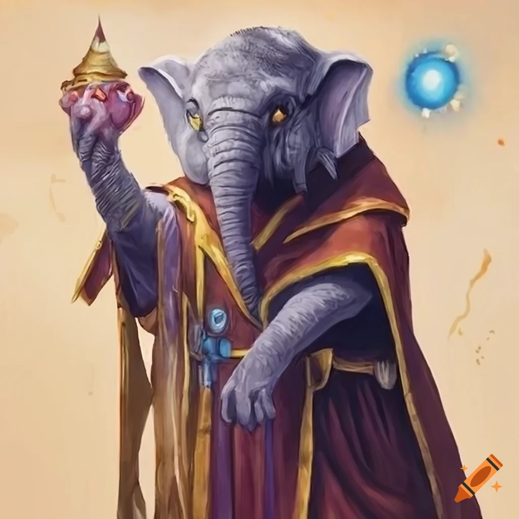 Anthropomorphic elephant wizard in a starry robe from Magic the ...