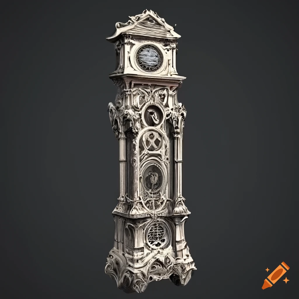 Intricately detailed lovecraftian grandfather clock with gothic symbols ...