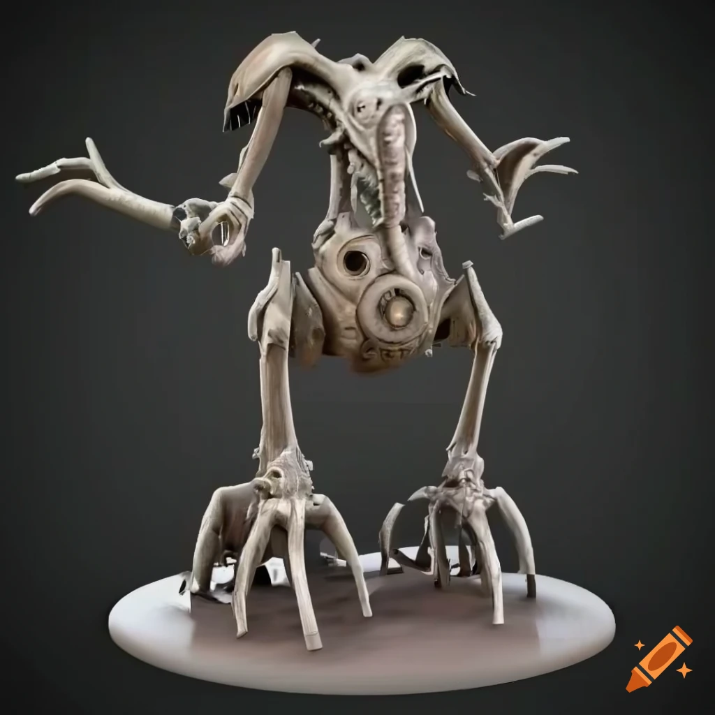 3d model of lovecraftian-inspired mechanical creature on Craiyon