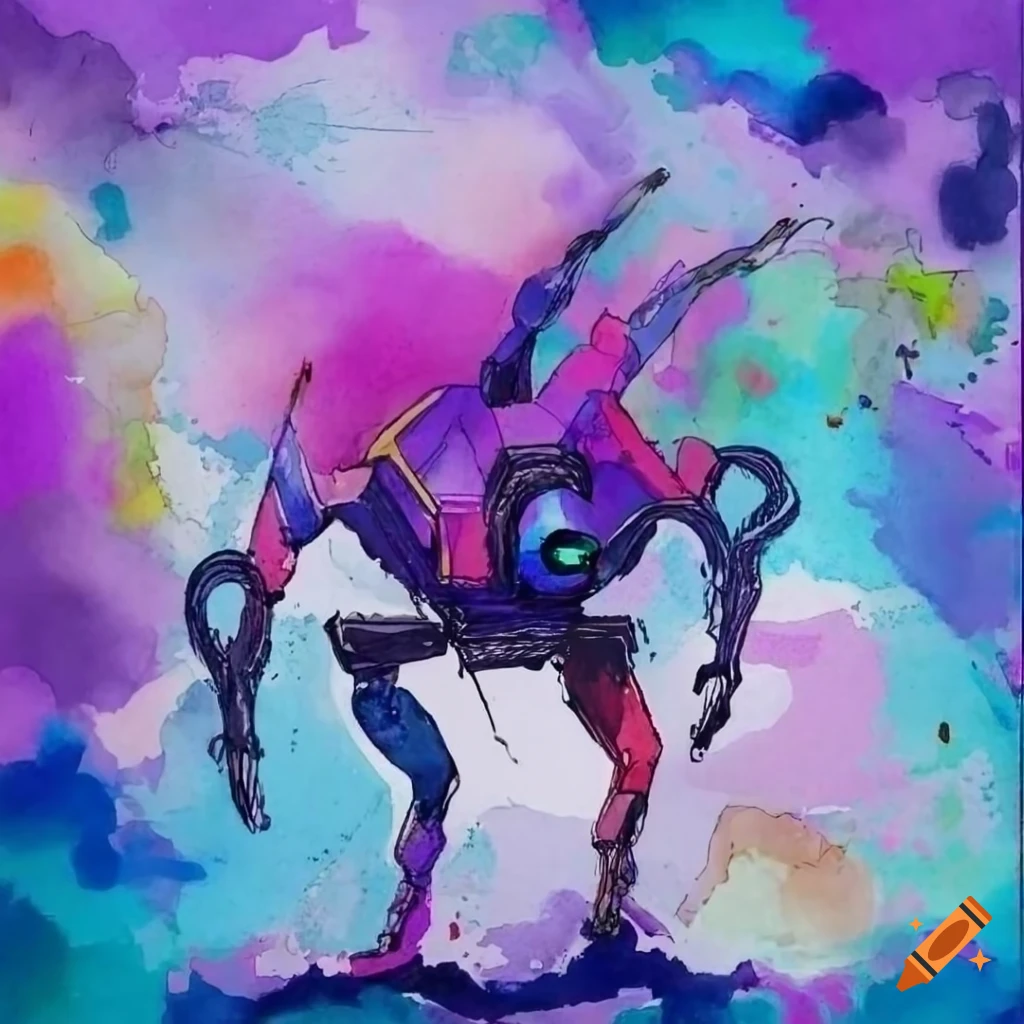 Mech humanoid in 1990s heavy metal militarized aesthetic on Craiyon