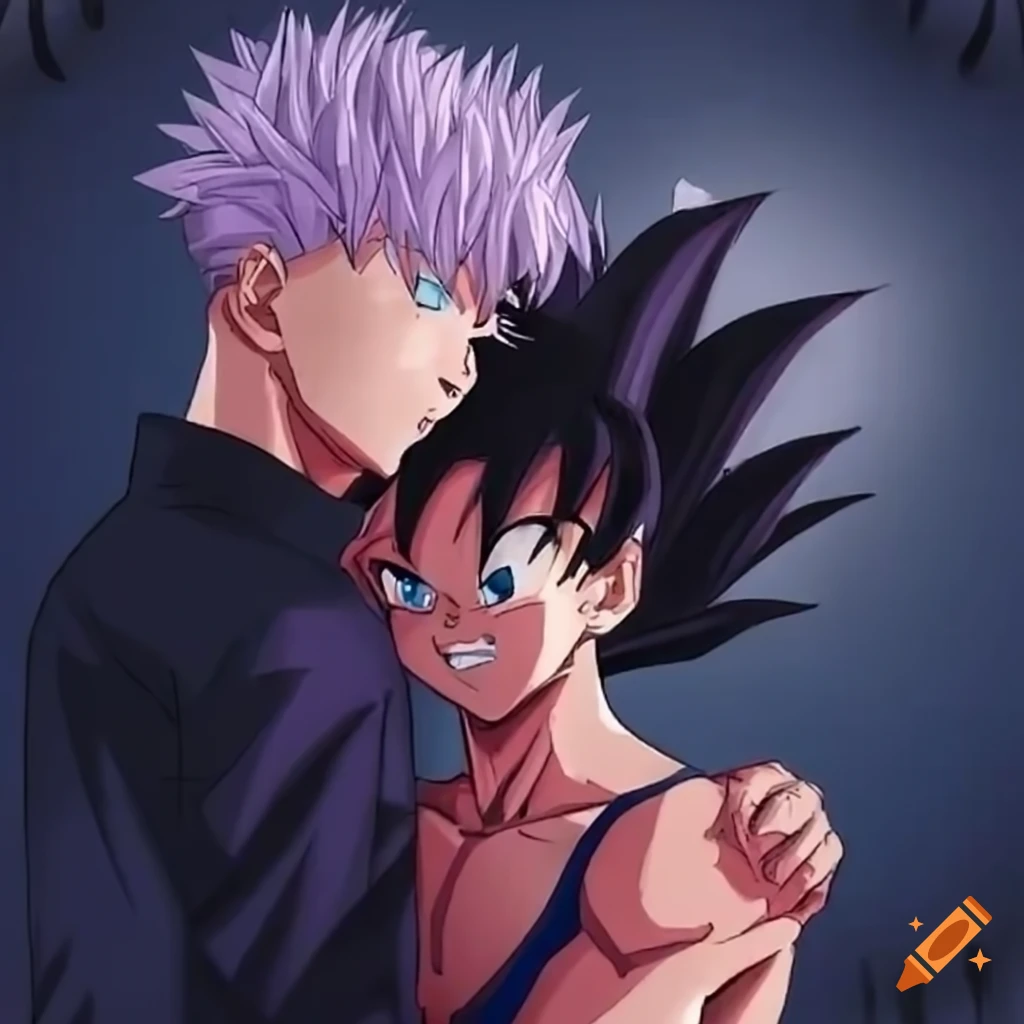 Iconic anime characters goku and gojo on a date on Craiyon