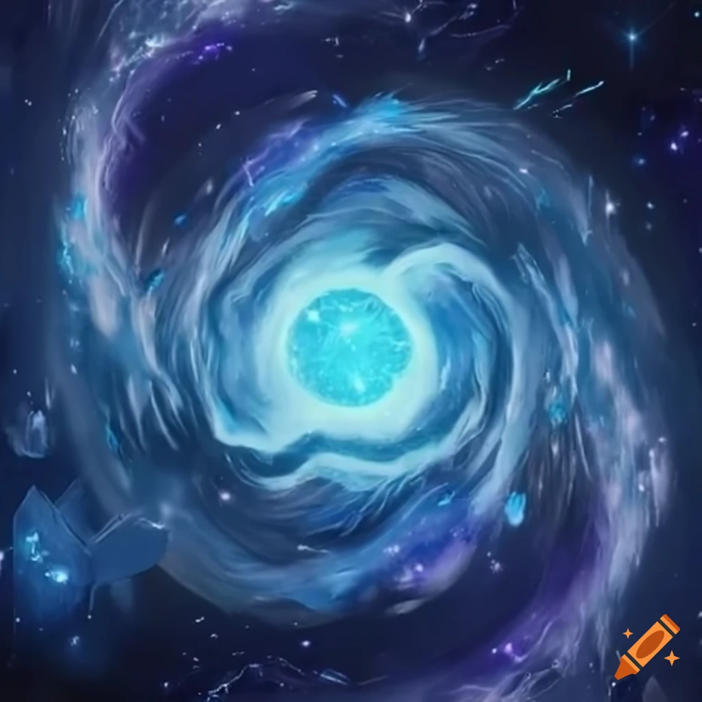 Blue and icy star in a stunning astral event on Craiyon