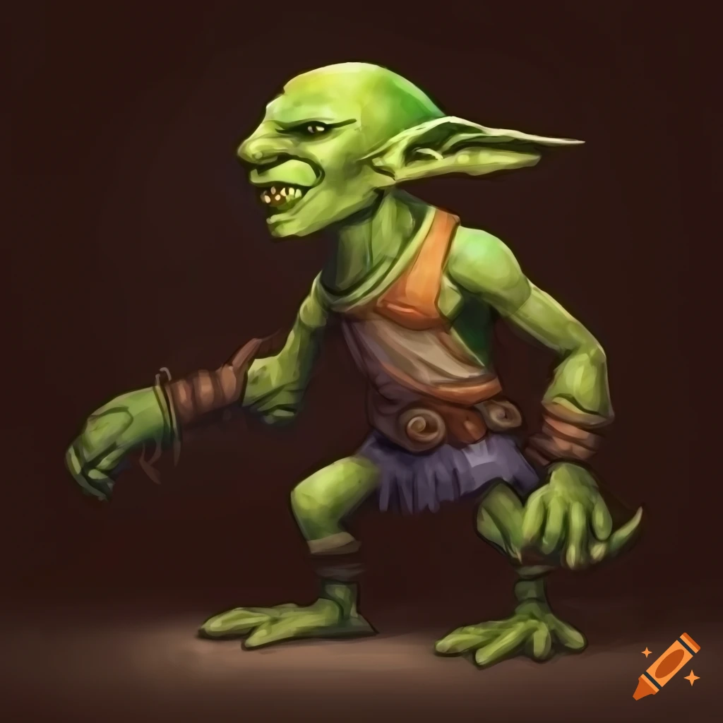 Side view full body goblin artwork from slay the spire on Craiyon