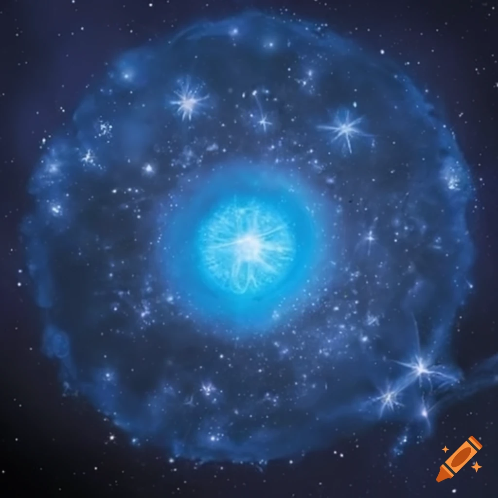 Frozen icy star and blue fiery star in outer space on Craiyon