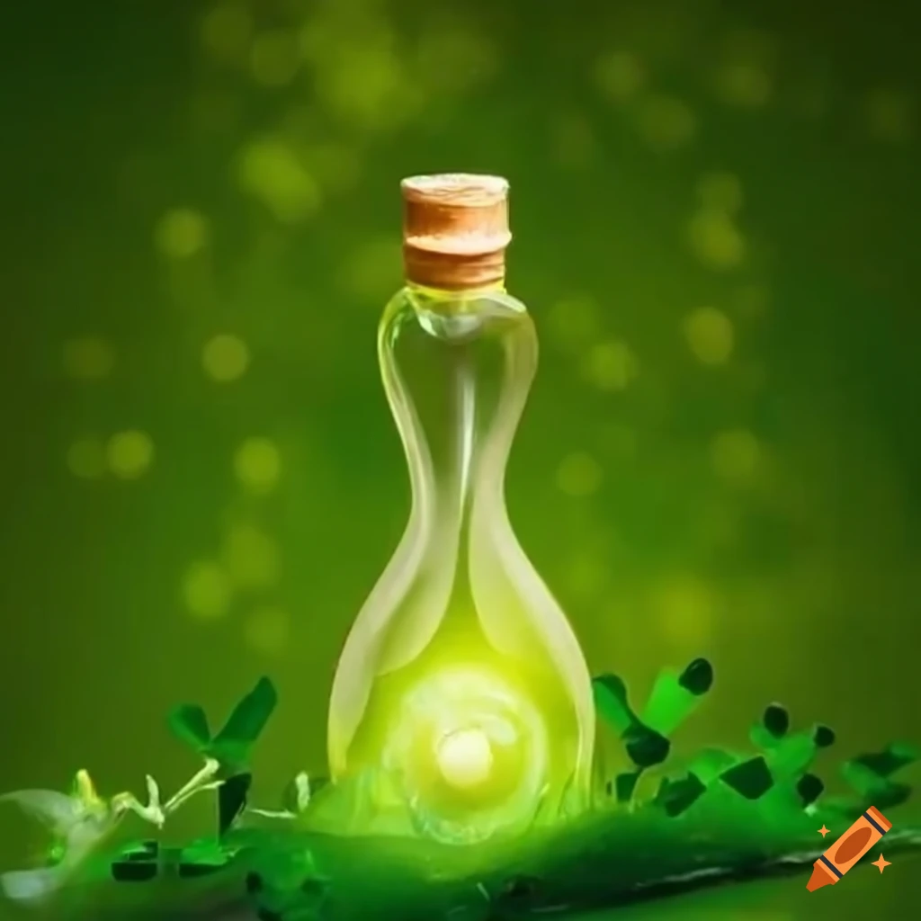Bottle resembling potion with tree and vine essence for natural magic ...