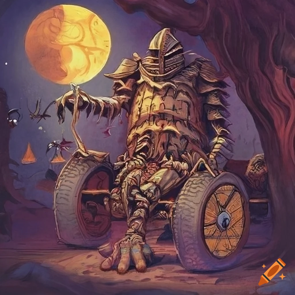 Knight riding a monster-themed go-kart in a vintage-inspired ...