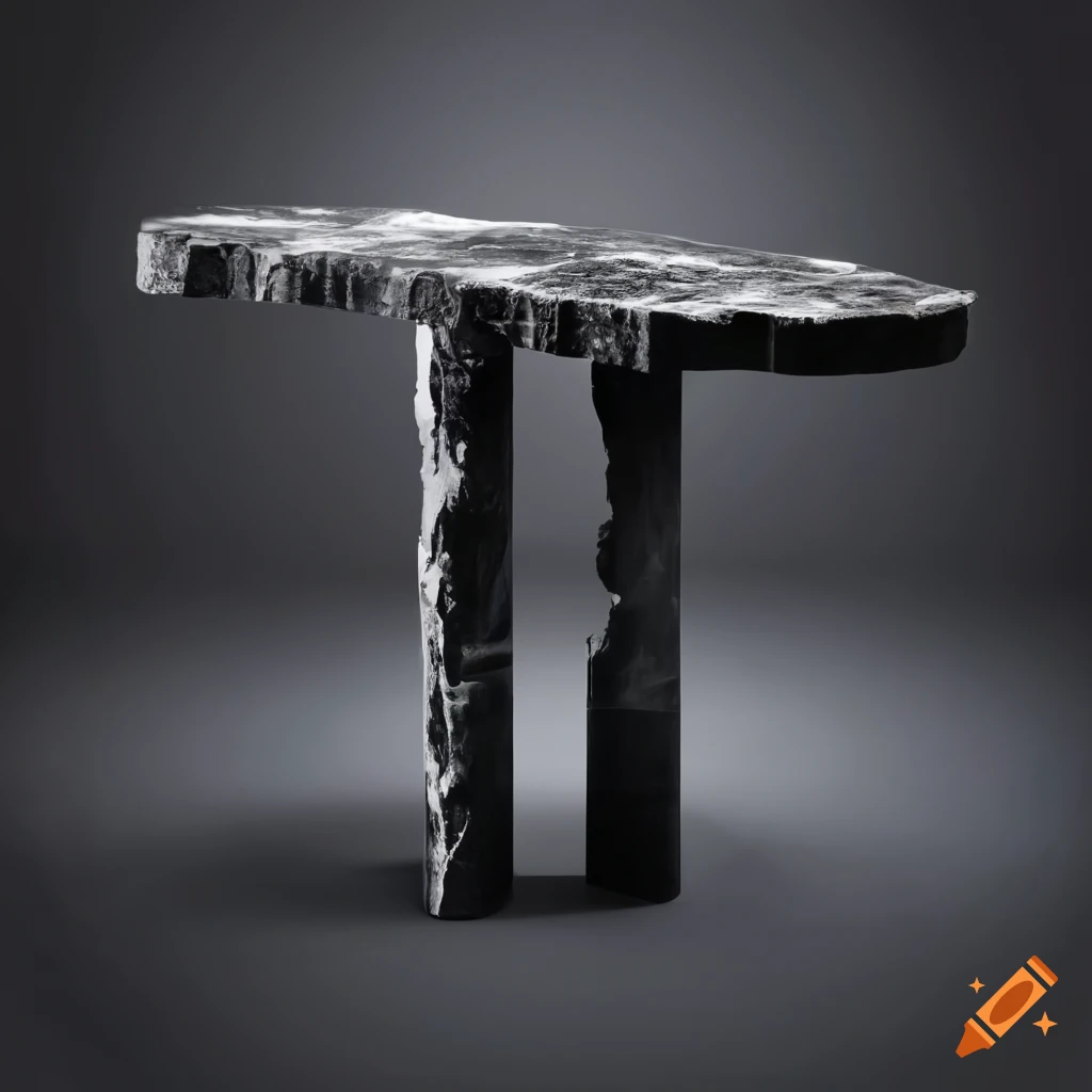 Black marble console resembling basalt octagonal columns in Iceland on ...