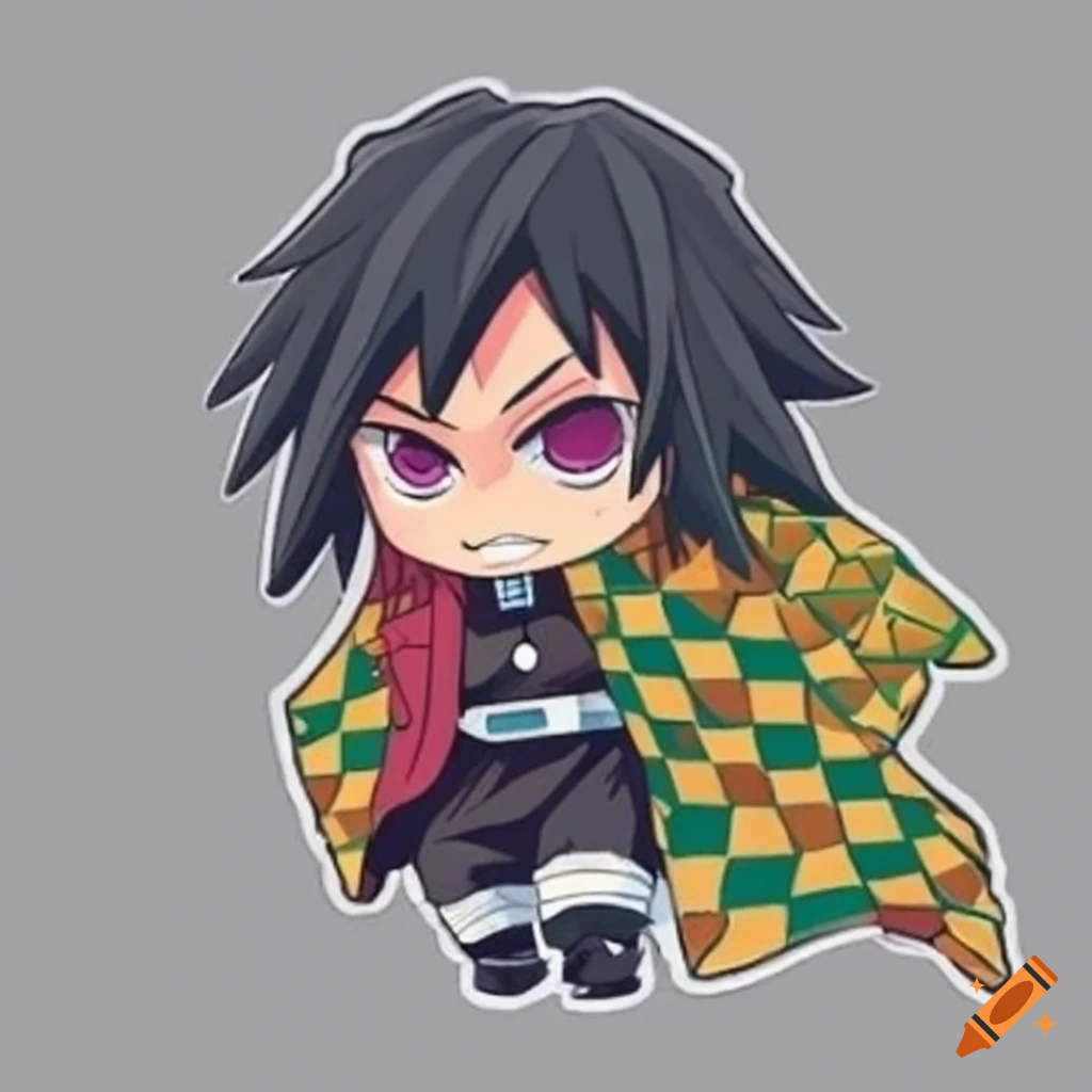 Chibi drawing of Demon Slayer Giyu Tomioka displaying anger on Craiyon