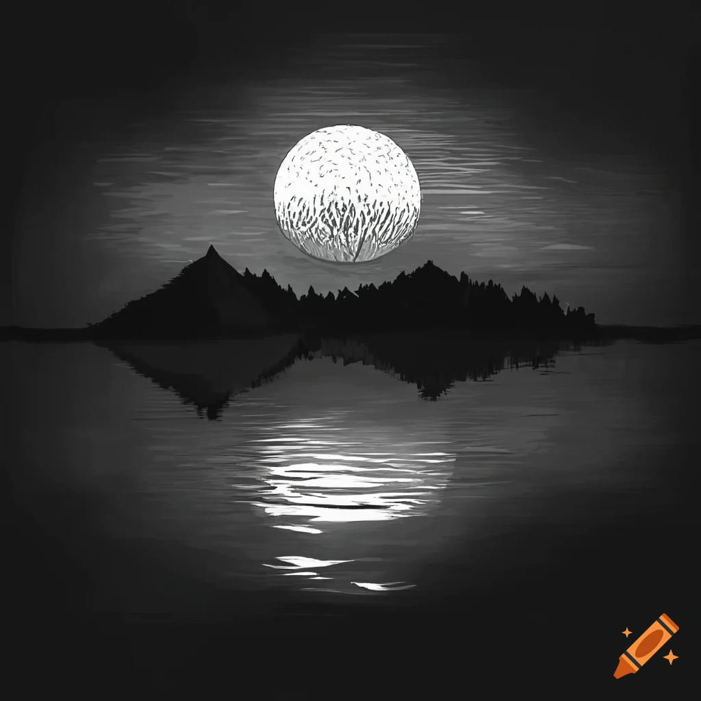 Illustration of lake hali, a sinister and mysterious place with dark ...