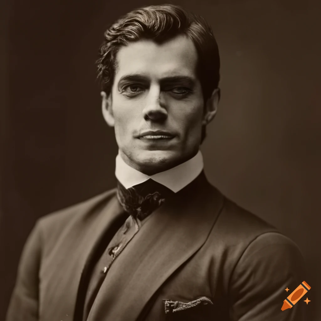 Henry Cavill portrayed in a 1890s early photography style portrait on ...