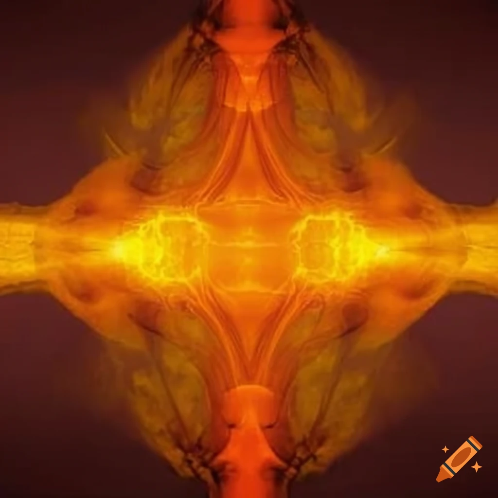 Vibrant orange and yellow energy mixing in a void on Craiyon