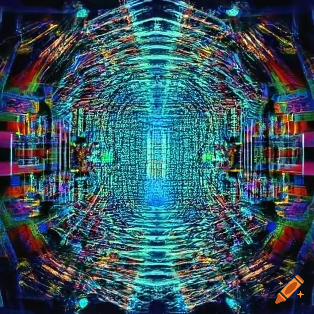 Graphic representation of cyberspace and data flow on Craiyon