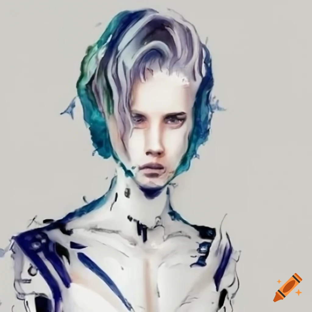 Young man cyborg in high-tech bodysuit with cybernetic features on Craiyon