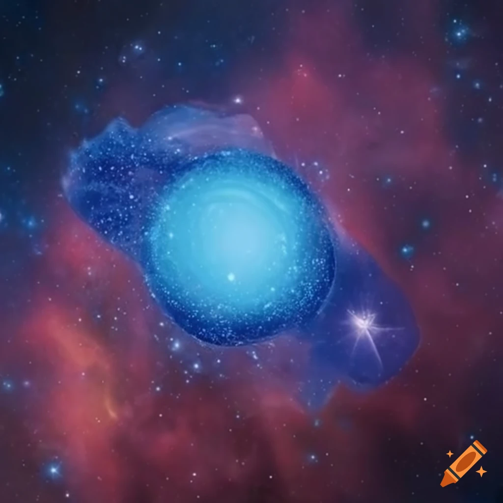 Frozen icy star and blue fiery star side by side in space on Craiyon