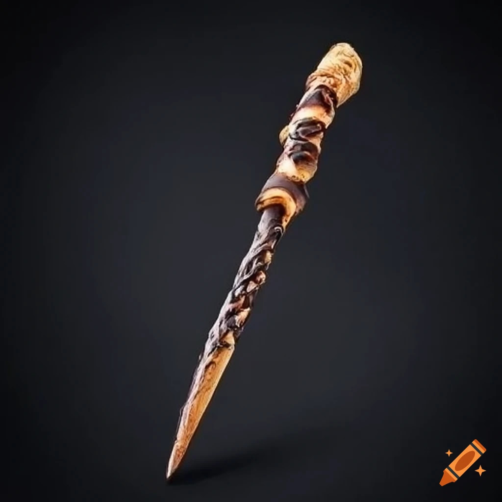 Wand made of blackthorn with a core of dragon heartstring on Craiyon