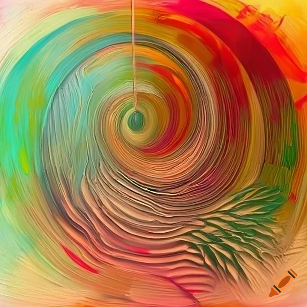 Abstract nature-inspired oil painting with geometric plant forms on Craiyon