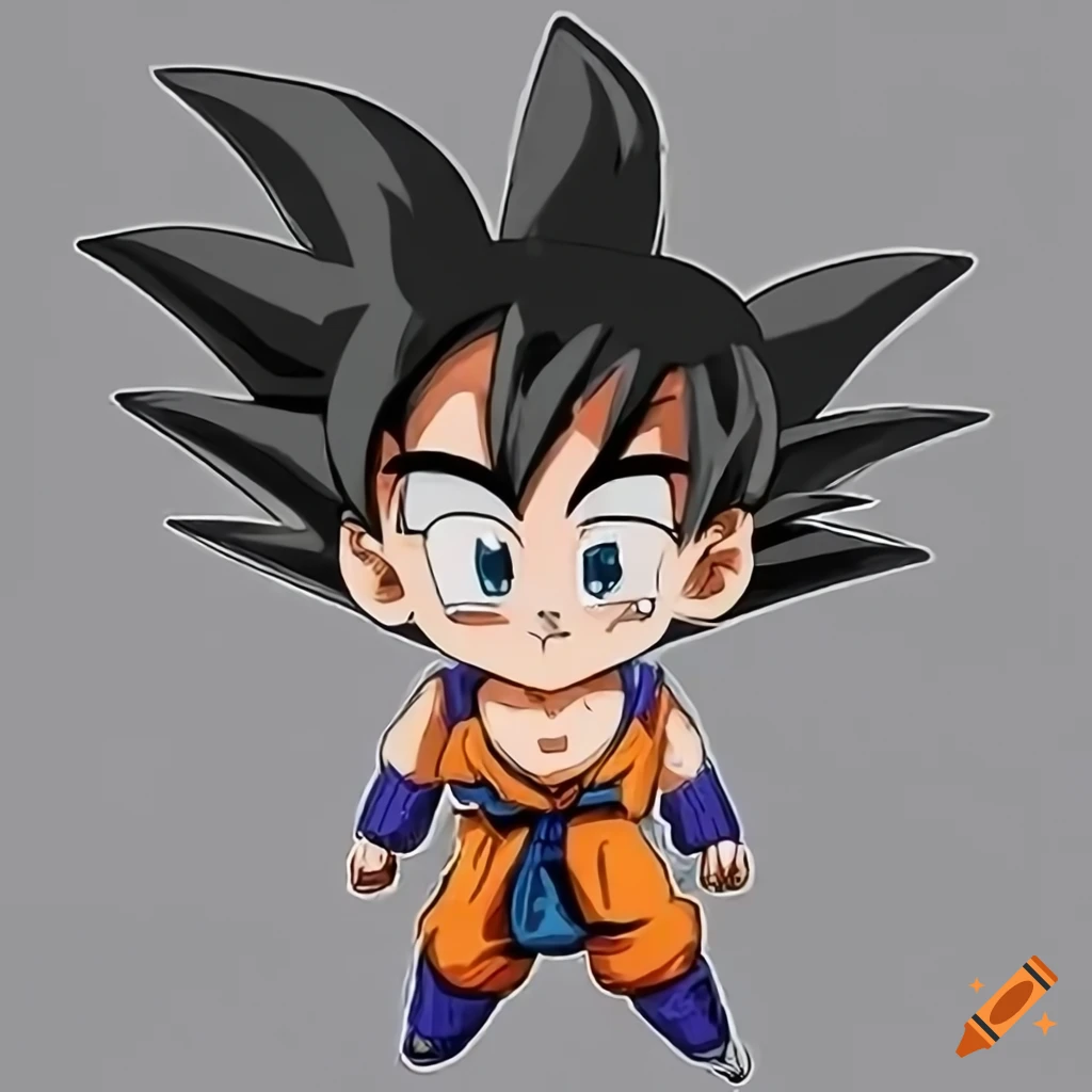 Chibi goku standing front in full body view sticker on Craiyon