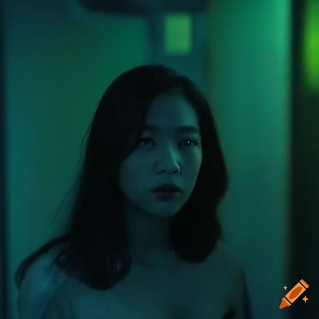 Portrait of a beautiful fashion model in a crop top blending technology ...