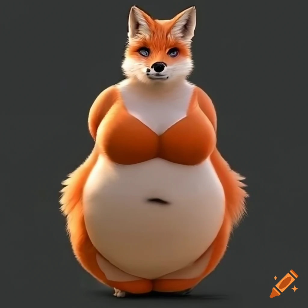 Anthro fox woman with voluptuous curves made of fox animal features on Craiyon