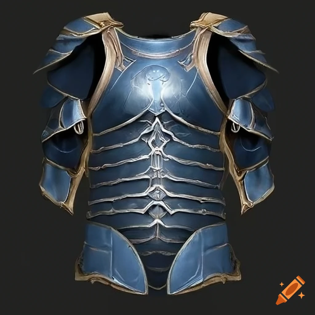 Front view of intricately adorned magic body armor on Craiyon