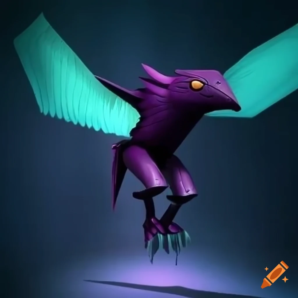 Robotic raven-winged animal inspired by code lyoko creatures on Craiyon