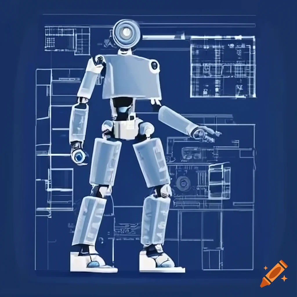 Humanoid robot blueprint on Craiyon