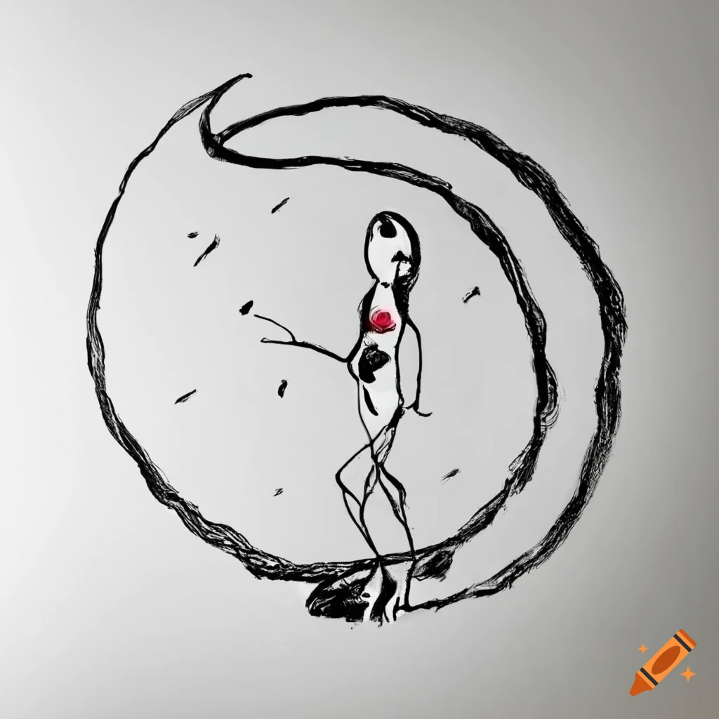 Surreal figure running towards an item of great interest inside a ...