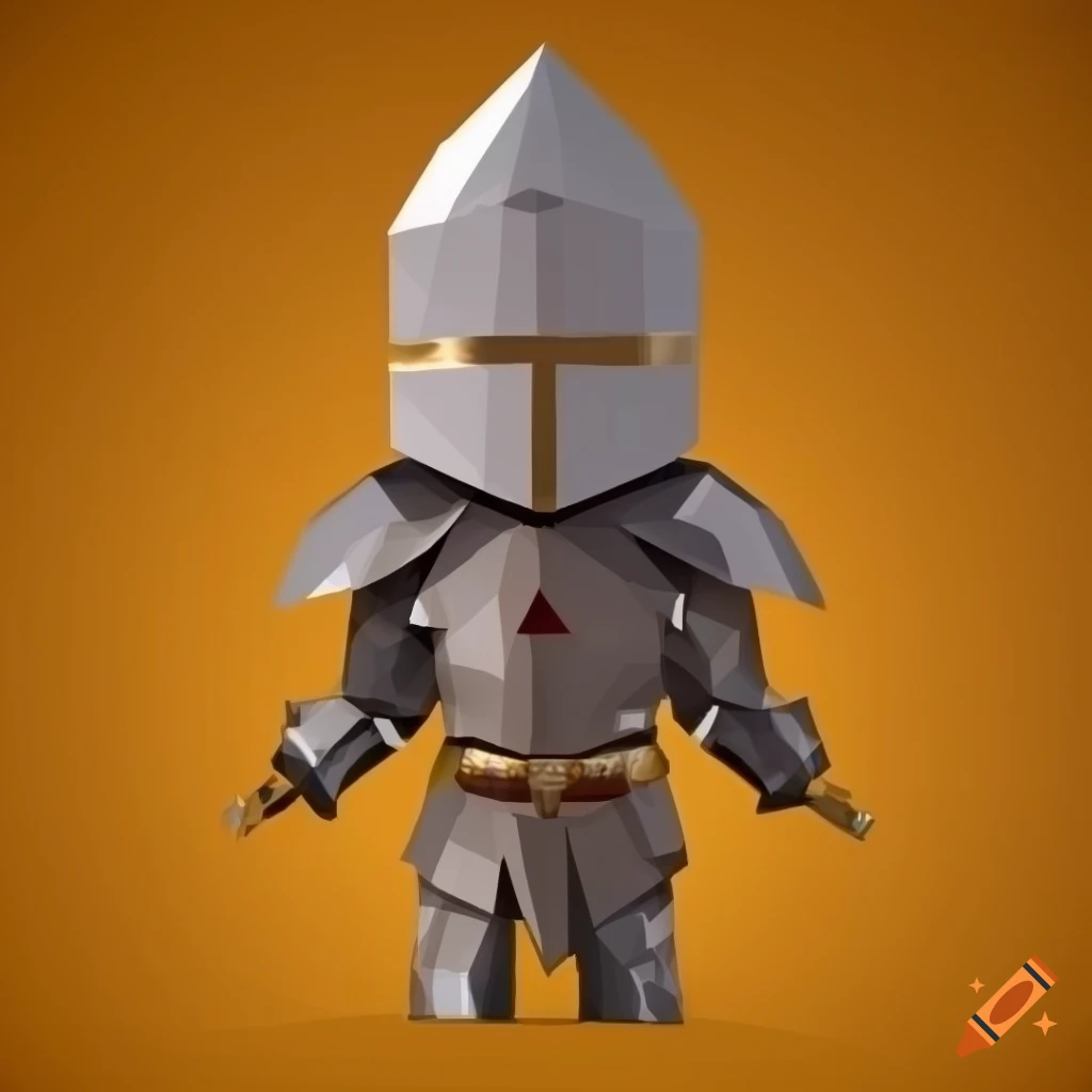Small medieval golden Holy Knight in low poly style T-pose on Craiyon