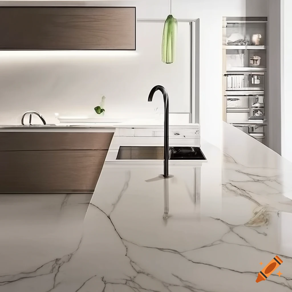 Calacatta color porcelain stoneware countertops for kitchens in a ...