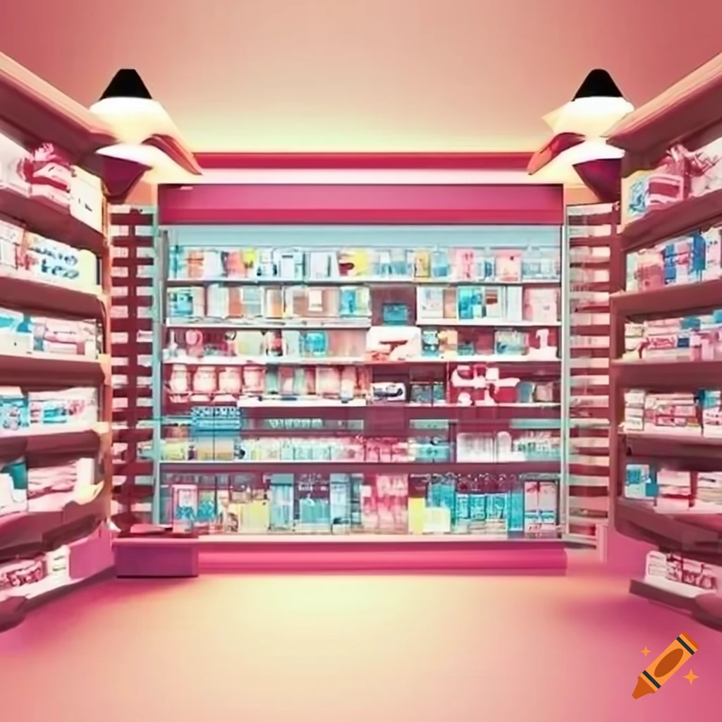 Small pharmacy store interior design concept with dimensions w2.6m x l5 ...
