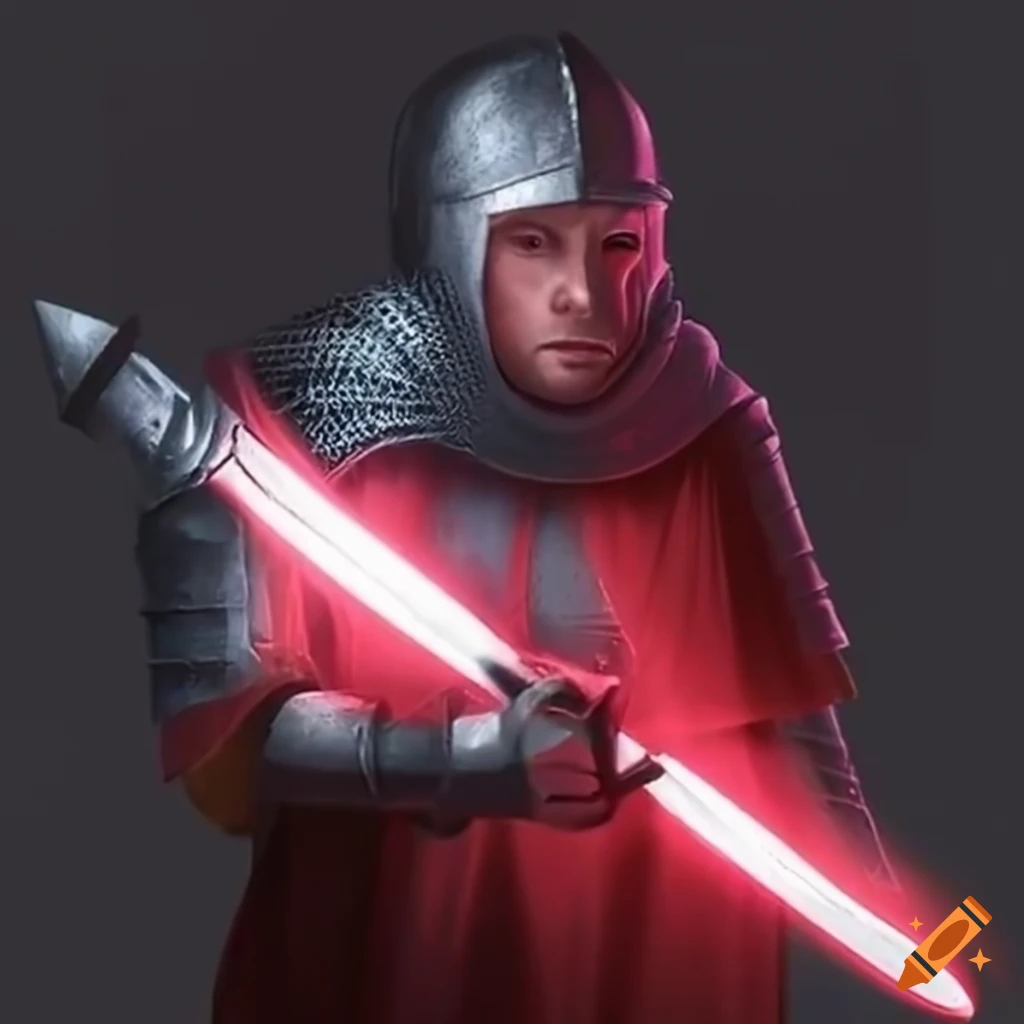 Knight with a glowing sword on Craiyon