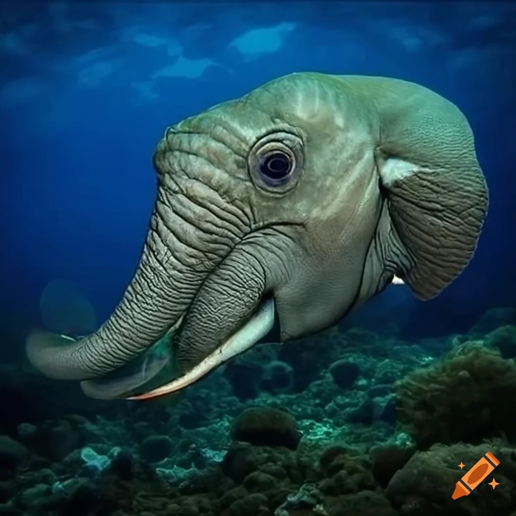 Elephant fish hybrid creature on Craiyon
