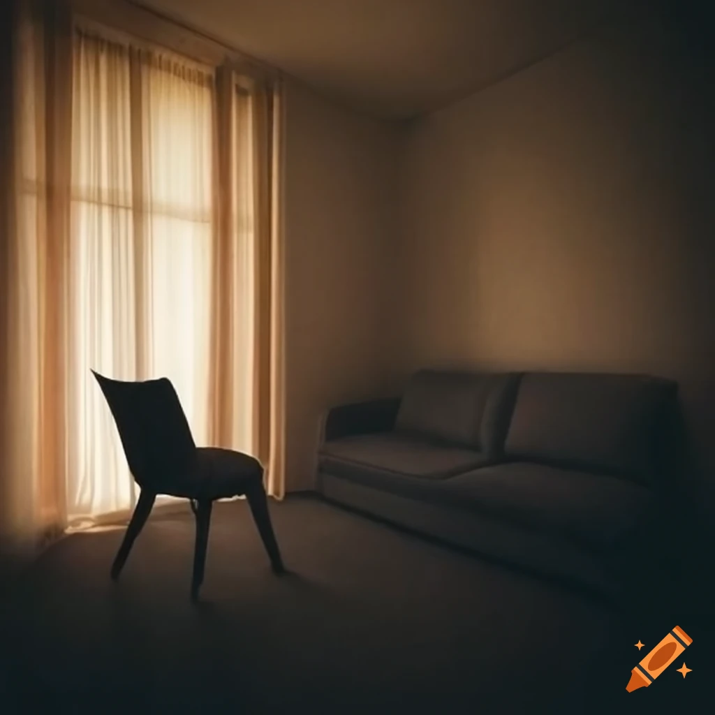 Lonely figure in an empty room reflecting on the past on Craiyon