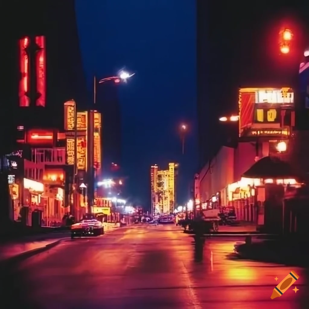 Vibrant los angeles street scene in the 1990s at night on Craiyon