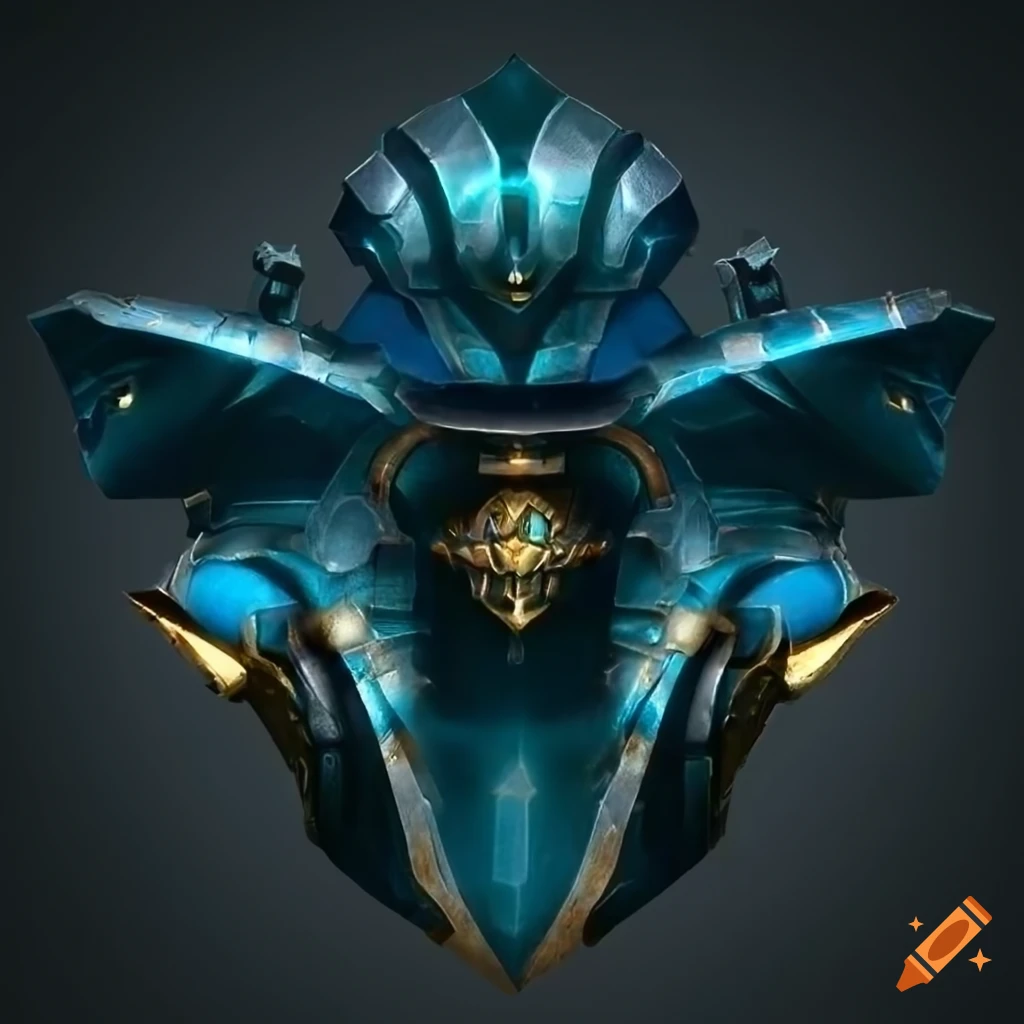 Close-up of detailed magic body armor from the front on Craiyon