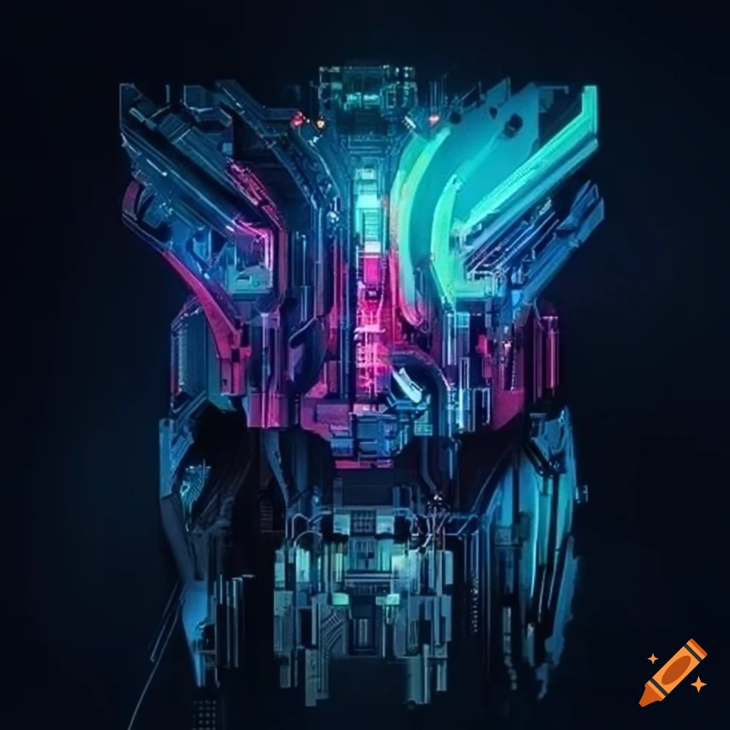 High-tech osprey on futuristic techno album art on Craiyon