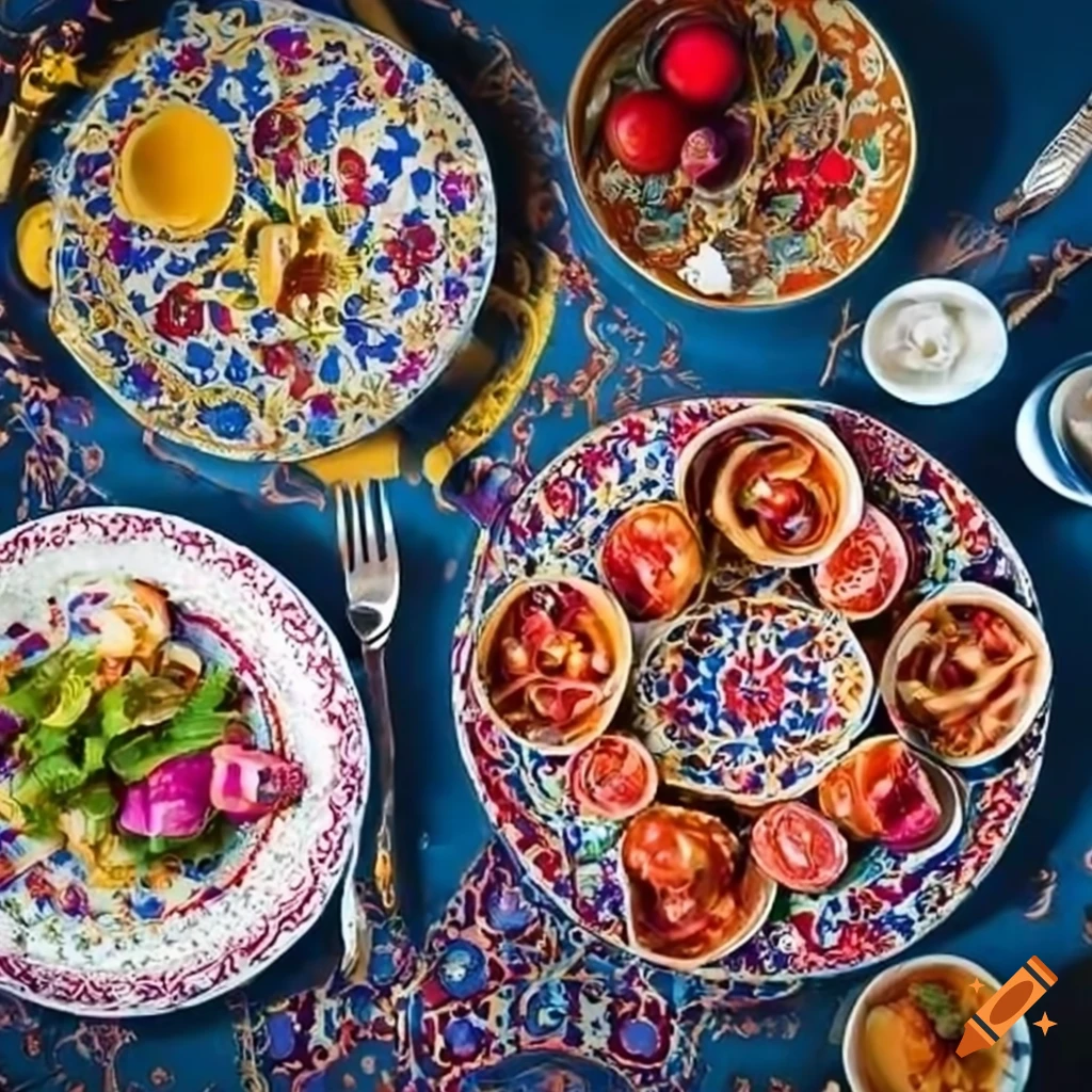 Authentic Arabic dishes with beautiful ornaments on Craiyon