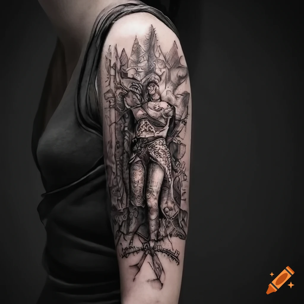 Elden Ring inspired tattoo design featuring Melania and the Blade of ...