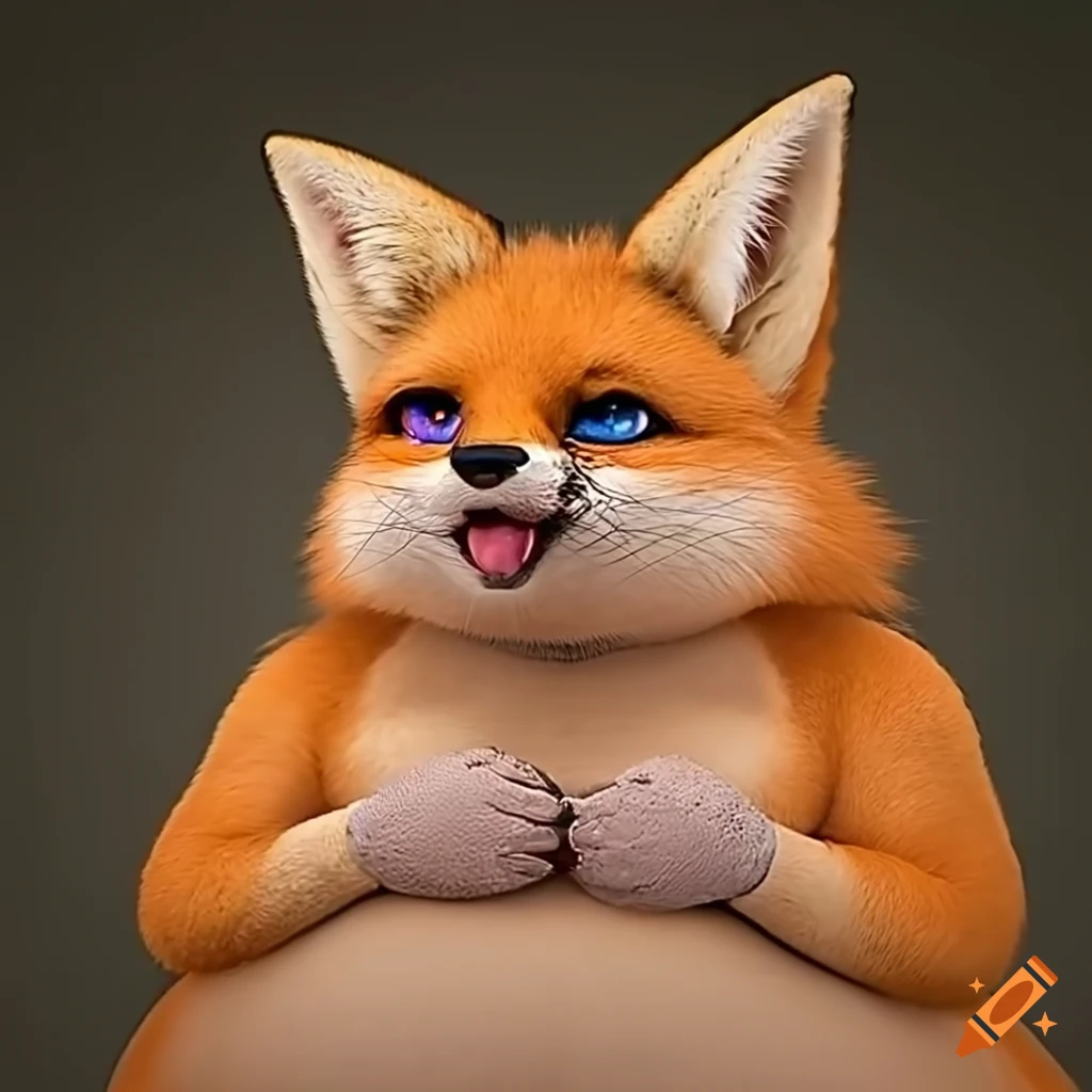 Anthro fox woman with voluptuous curves in fluffy fox animal form on Craiyon