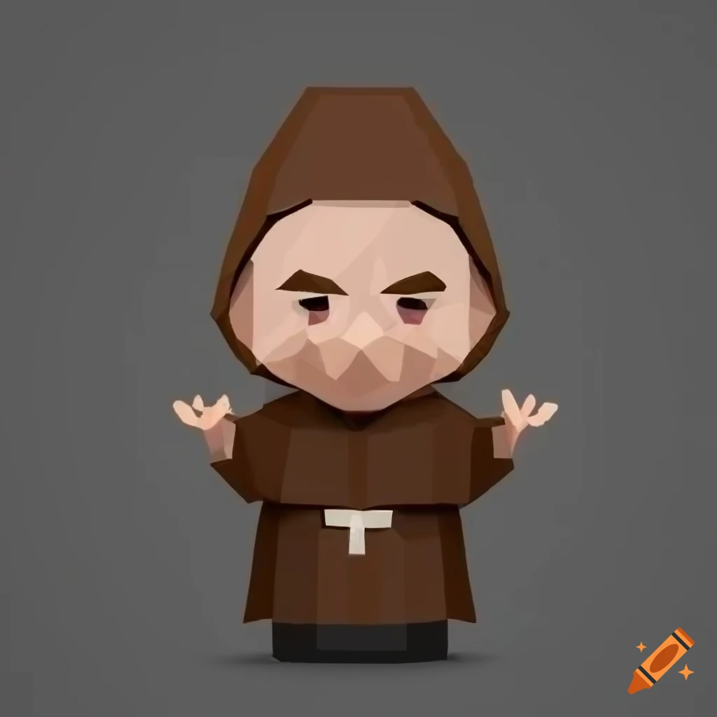 Small medieval priest in low poly style in a T-pose on Craiyon