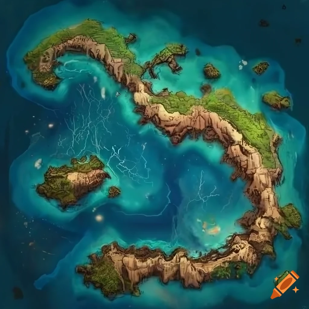 Captivating RPG map with interconnected islands and diverse landscapes ...