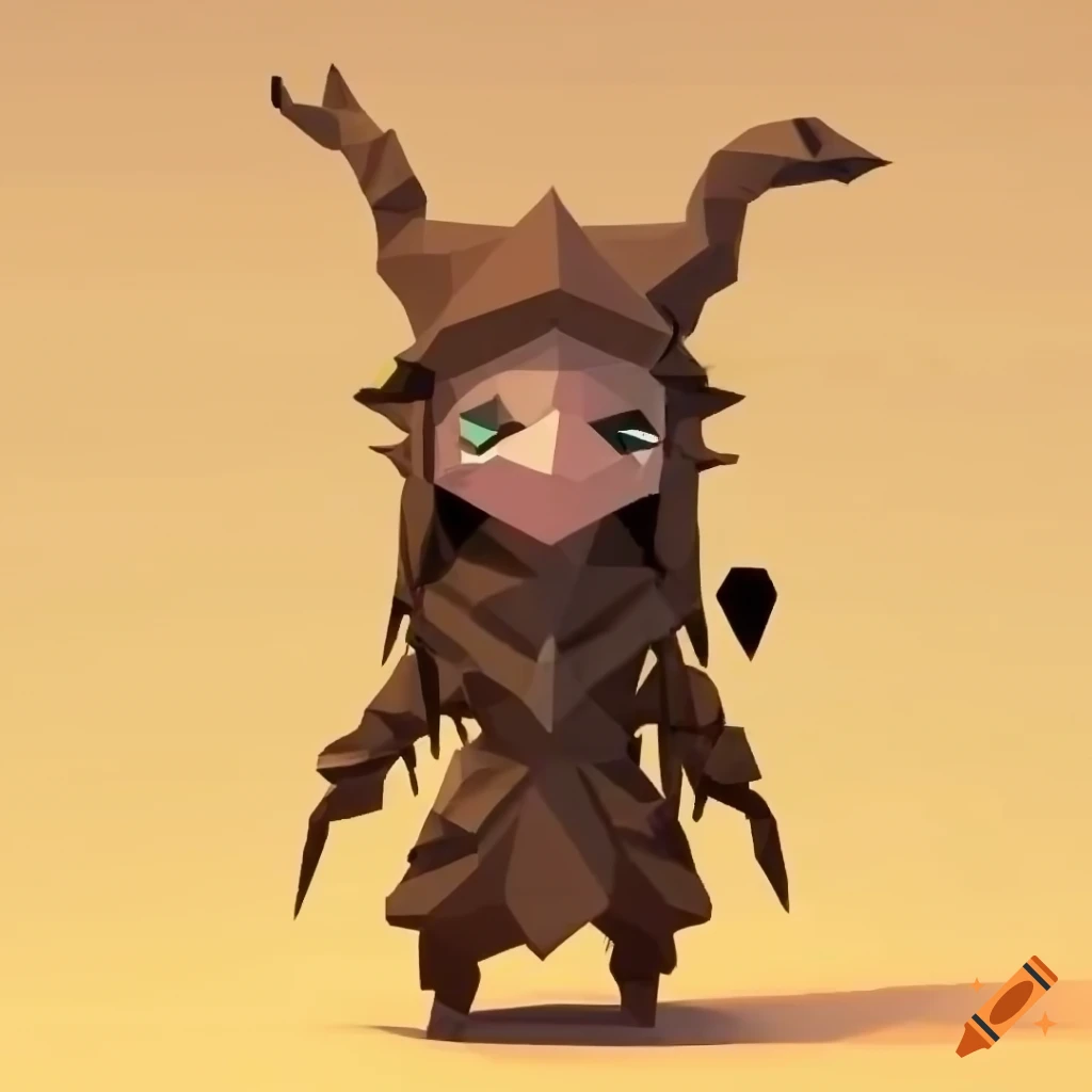 Small medieval shaman in low poly style t-pose on Craiyon