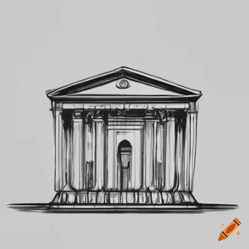Simple front view amateur drawing of a Neoclassical architectural piece on Craiyon