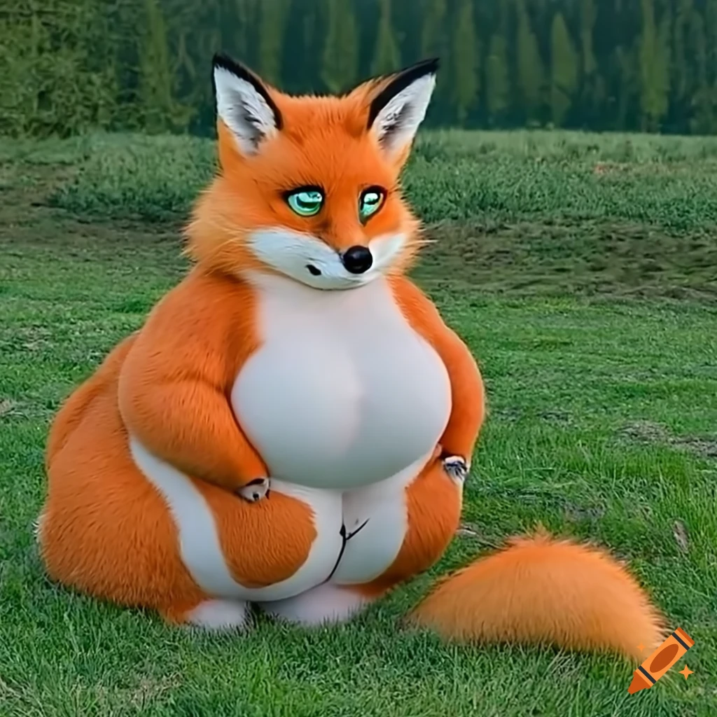Anthro fox chubby woman with voluptuous curves inspired by a fluffy fox in nature on Craiyon