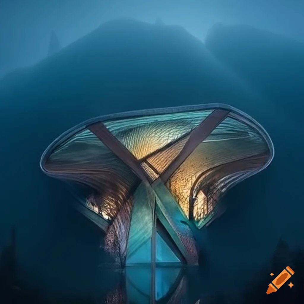 Phenomenal force of Nature integrated into stunning Architecture on Craiyon