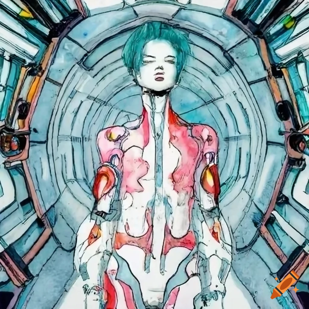 Young cyborg sleeping in a futuristic high-tech chamber inspired by ...