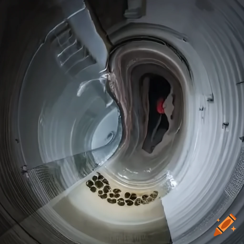 View from inside a half-filled water slide pipe on Craiyon